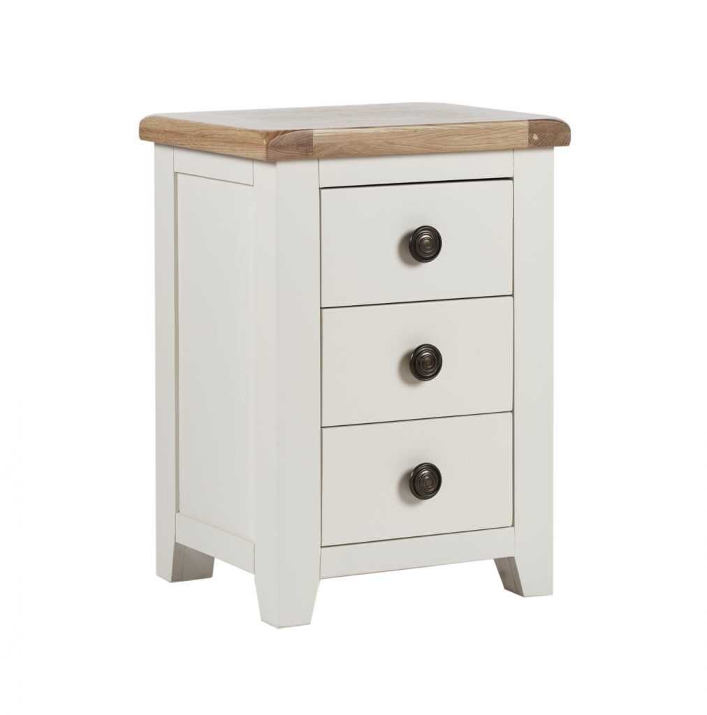 Maine 3 Drawer Bedside Cream And Oak